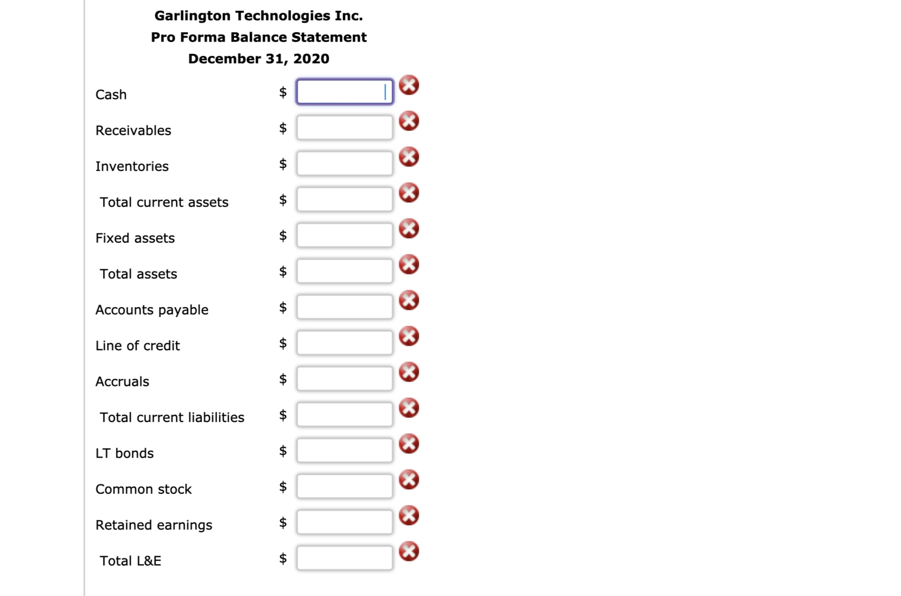 Solved Garlington Technologies Inc.'s 2019 financial | Chegg.com