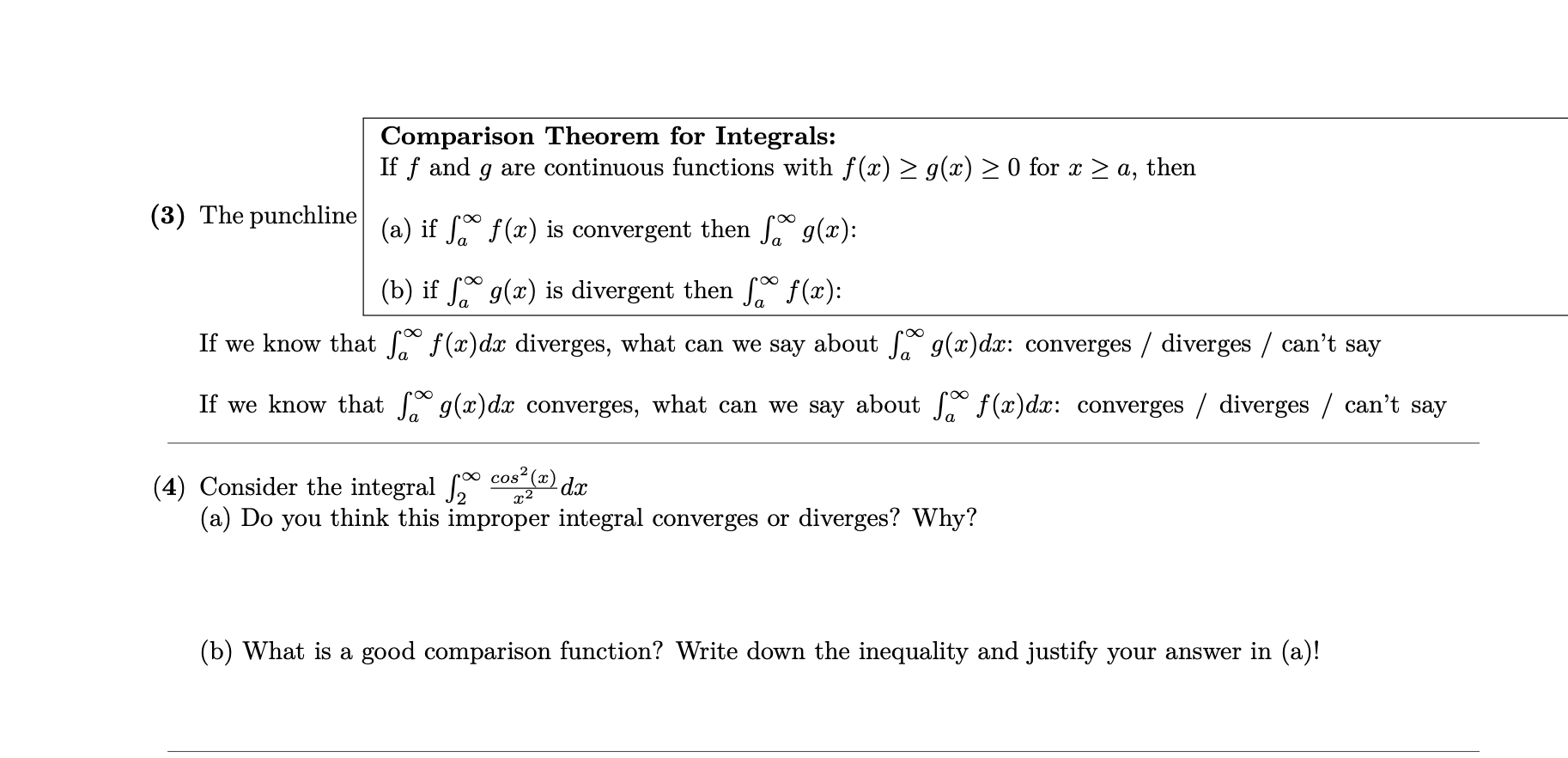 Solved Improper Integrals Let us learn some techniques to | Chegg.com