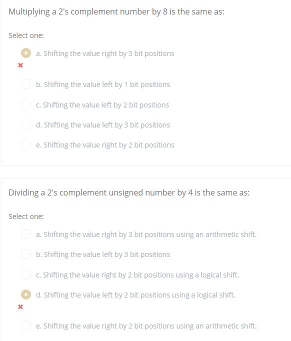 Solved Multiplying a 2's complement number by 8 is the same | Chegg.com