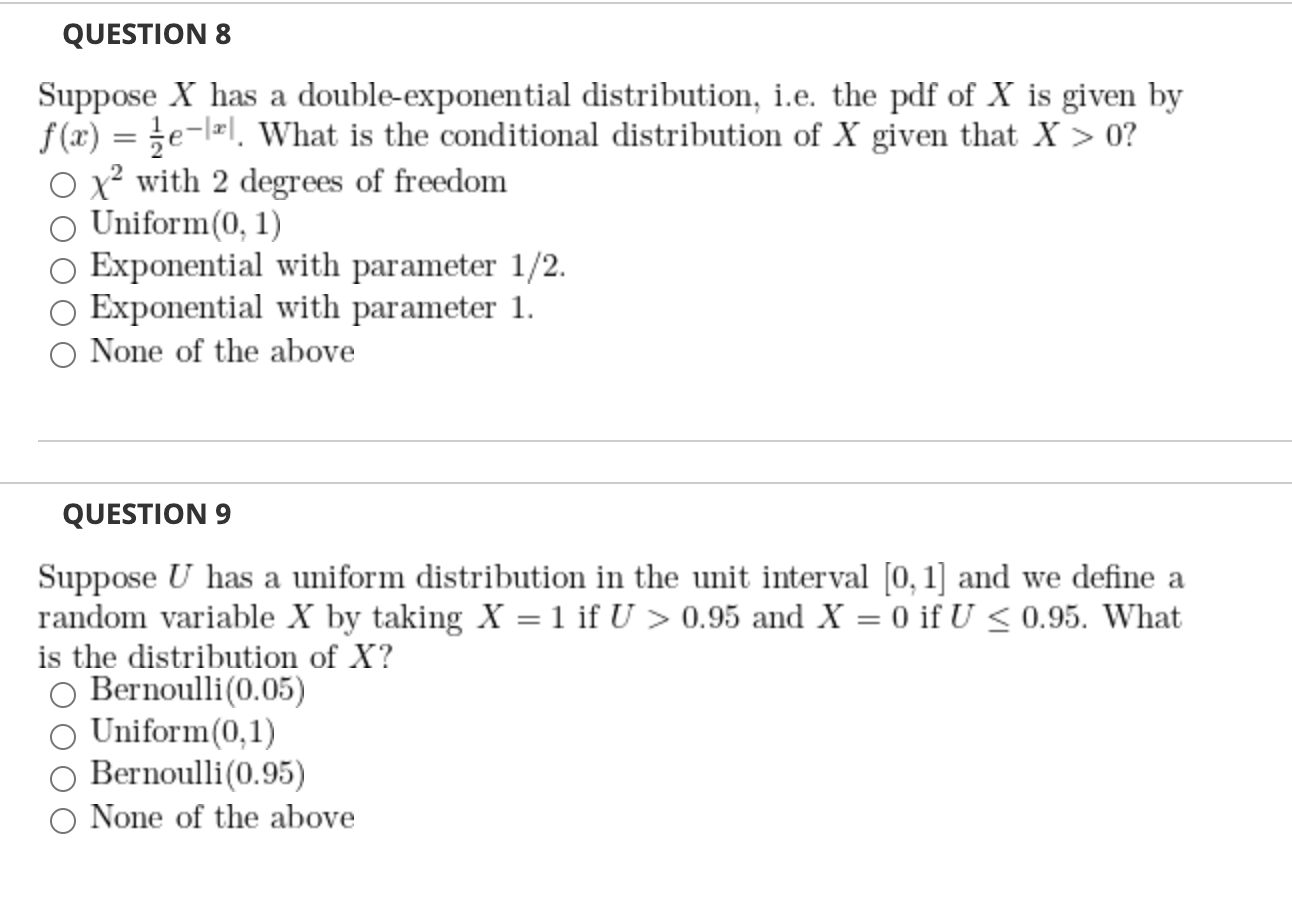 Solved QUESTION 8 Suppose X has a double-exponential | Chegg.com