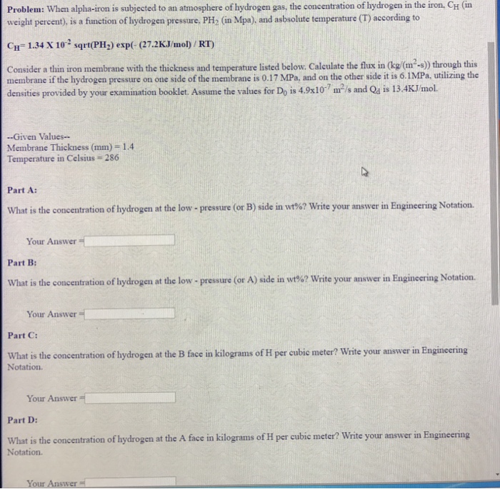 Solved When alpha-iron is subjected to an atmosphere of | Chegg.com