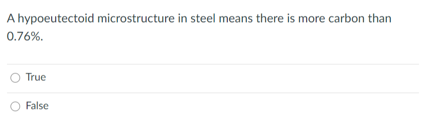 Solved A hypoeutectoid microstructure in steel means there | Chegg.com