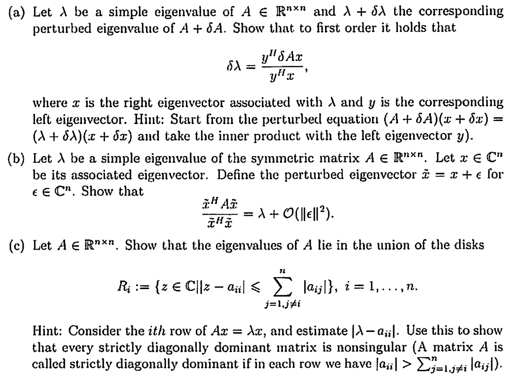 (a) Let I be a simple eigenvalue of A E R**n and I + | Chegg.com