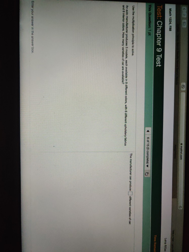 Solved mathxl.com Math 1324, FB8 Test: Chapter 9 Test This | Chegg.com