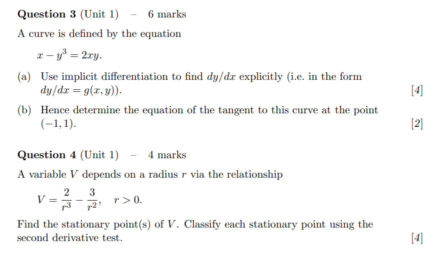 Solved Question 3 (Unit 1) −6 marks A curve is defined by | Chegg.com