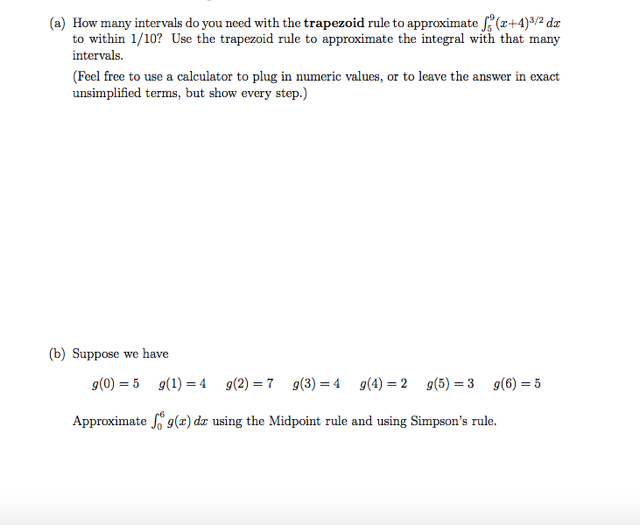 Solved (a) How many intervals do you need with the trapezoid | Chegg.com