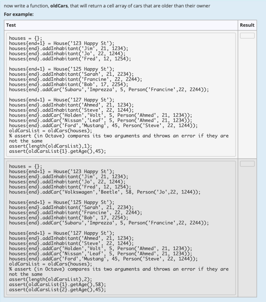 now write a function that will return a cell array | Chegg.com