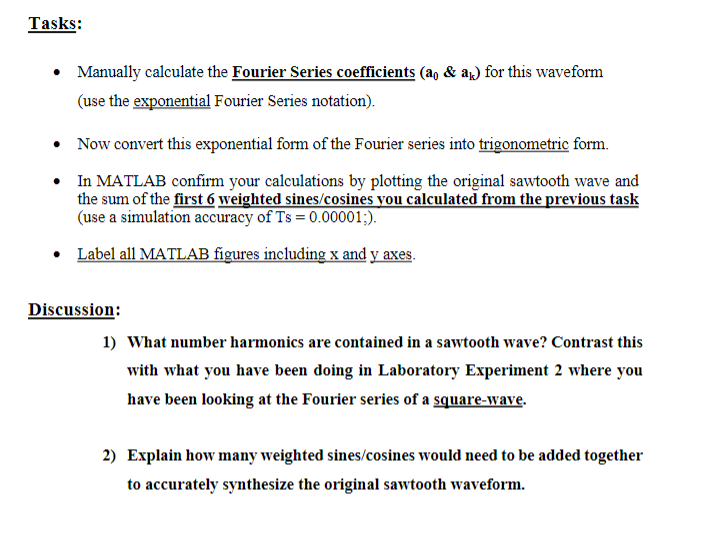 Solved Manually calculate these waveforms Fourier | Chegg.com