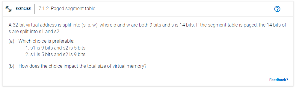 Solved EXERCISE7.1.2: Paged segment table.?)A 32-bit virtual | Chegg.com