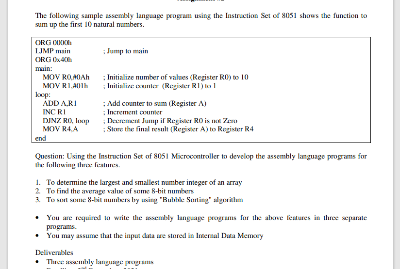 Solved The following sample assembly language program using | Chegg.com