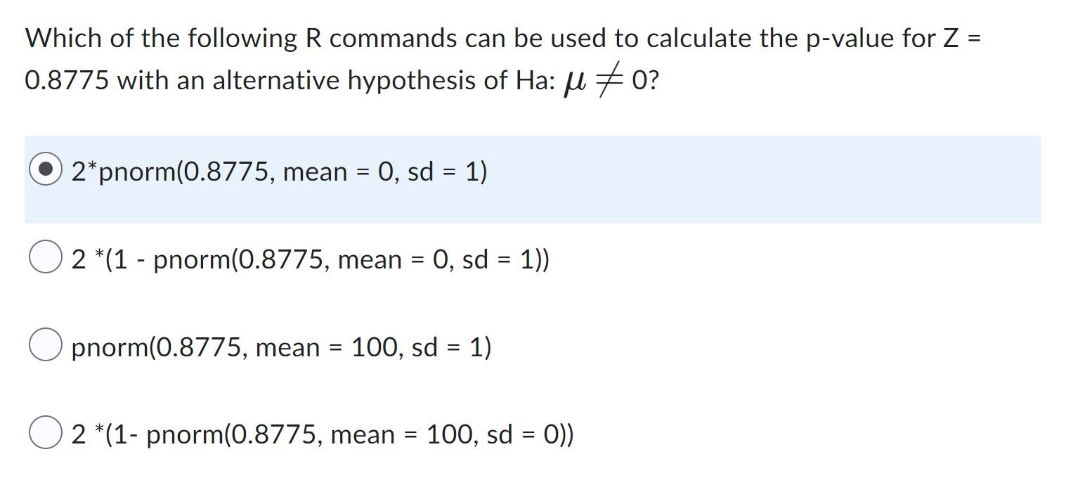 Solved Which of the following R commands can be used to | Chegg.com