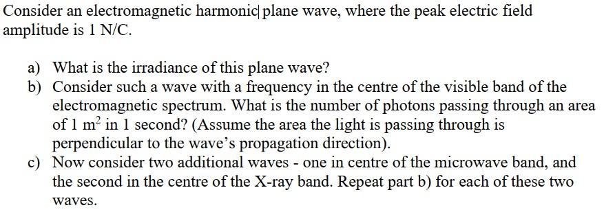 Solved Consider an electromagnetic harmonic| plane wave, | Chegg.com