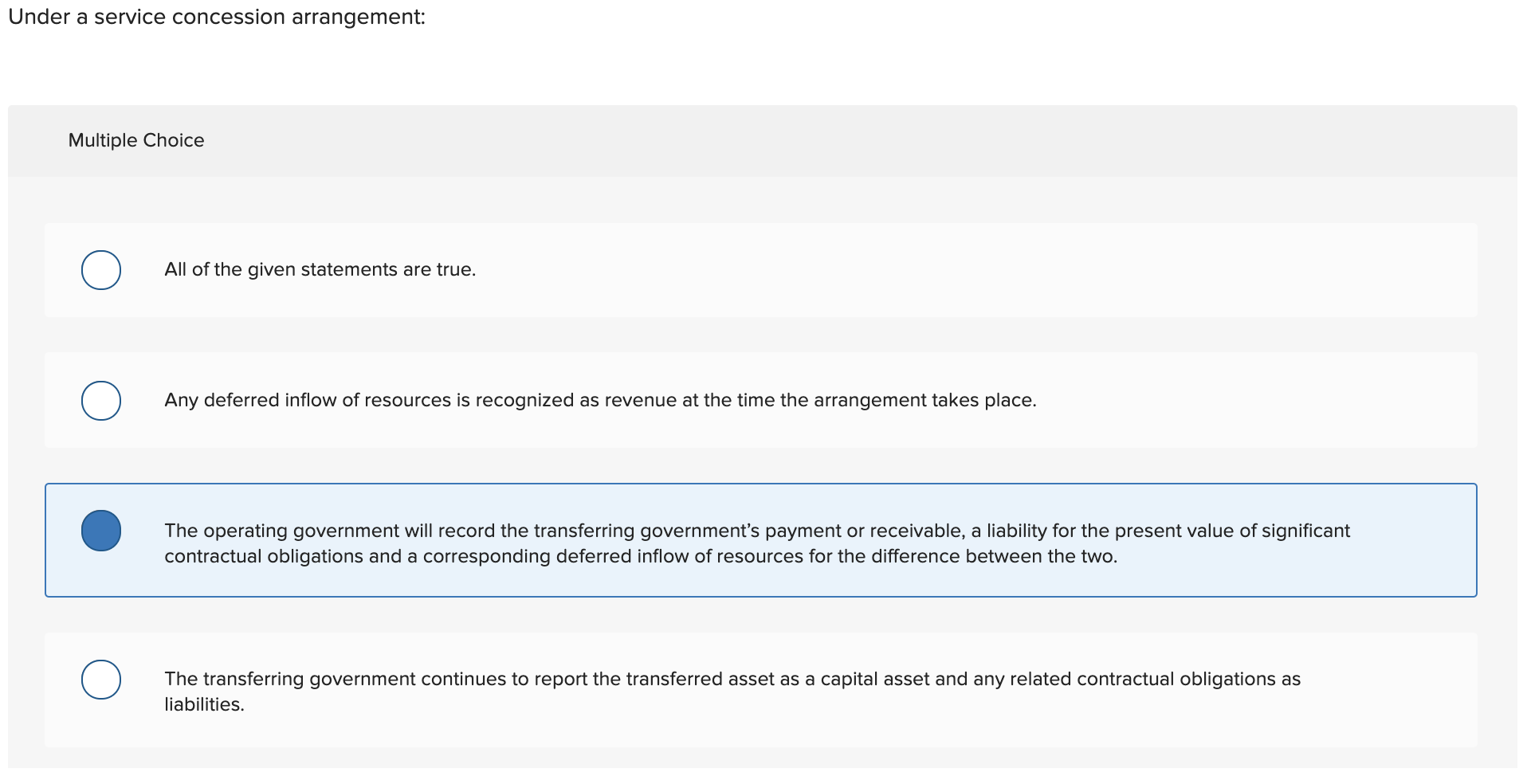 Solved Under a service concession arrangement: Multiple | Chegg.com