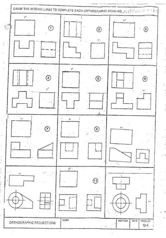 Solved D RAW THE MISSING LINES TO COMPLETE EACH ORTHOGRAPHIC | Chegg.com Solved D RAW THE MISSING LINES TO COMPLETE EACH ORTHOGRAPHIC | Chegg.com