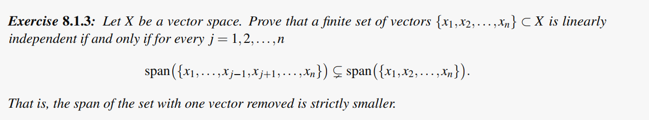 Solved Exercise 8.1.3: Let X be a vector space. Prove that a | Chegg.com