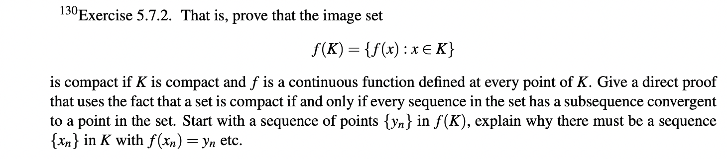 Solved 5.7.2 Show that a continuous function maps compact | Chegg.com