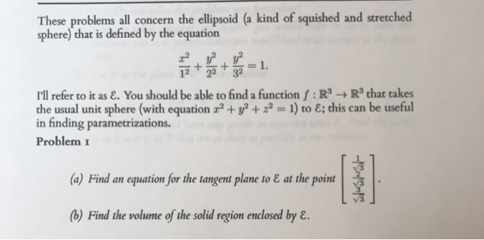 Solved These problems all concern the ellipsoid (a kind of | Chegg.com