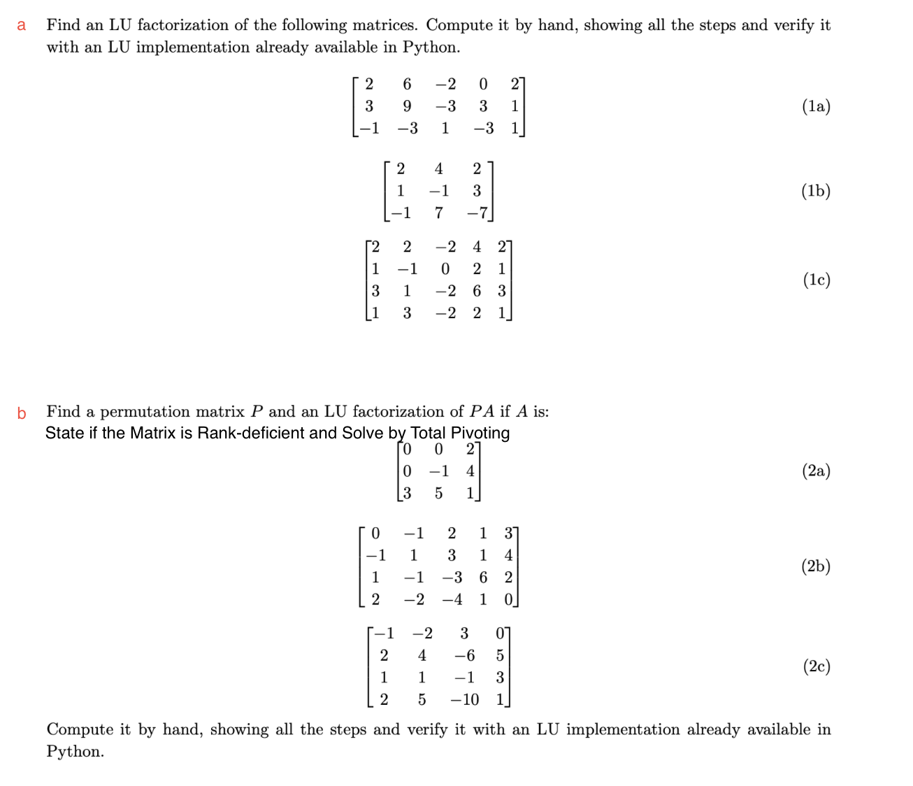 Solved A Find An Lu ﻿factorization Of ﻿the Following