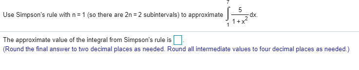 Solved (sothere are 2n=2 subintervals) to approximate J1+ | Chegg.com