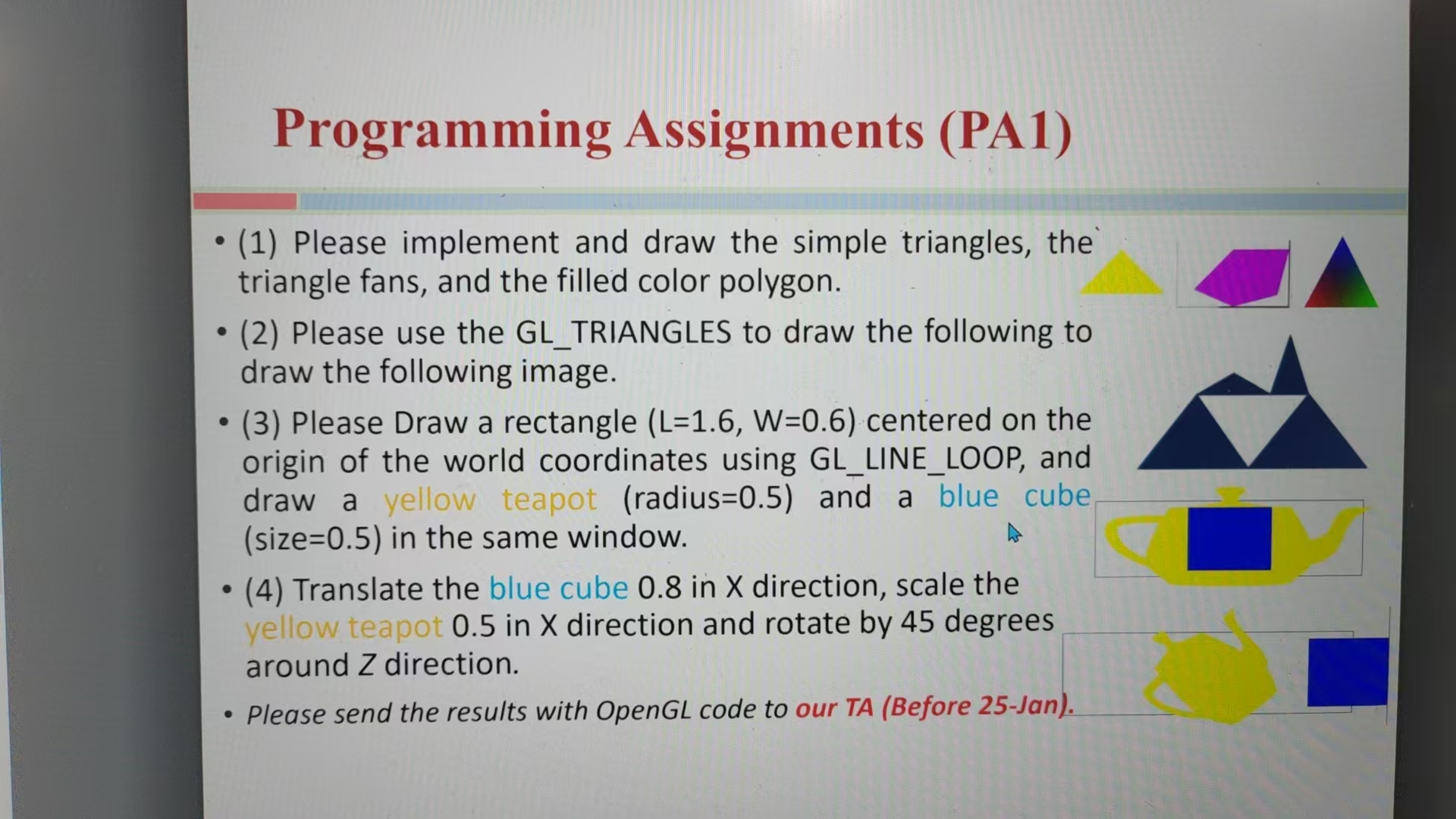 Solved (1) ﻿Please implement and draw the simple triangles, | Chegg.com