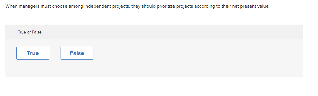 Solved When managers must choose among independent projects, | Chegg.com