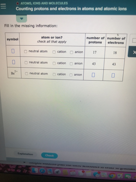 Solved O ATOMS, IONS AND MOLECULES Counting protons and | Chegg.com