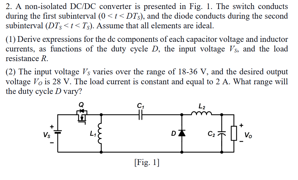 Solved A non-isolated DC/DC converter is presented in Fig. | Chegg.com