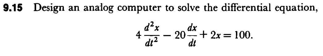 Solved 9.15 Design an analog computer to solve the | Chegg.com