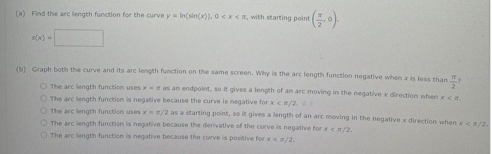 Solved (a) Find the arc length function for the curve | Chegg.com