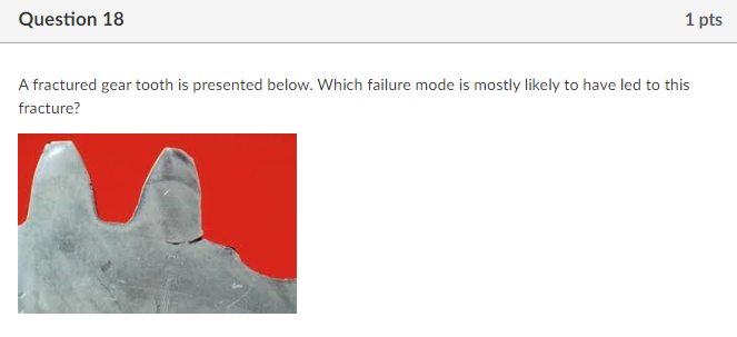 Solved A fractured gear tooth is presented below. Which | Chegg.com