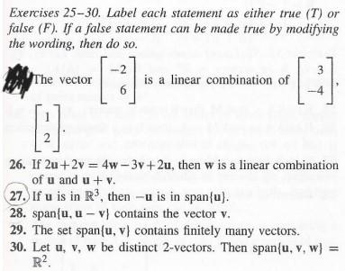 Solved Exercises 25−30. Label each statement as either true | Chegg.com