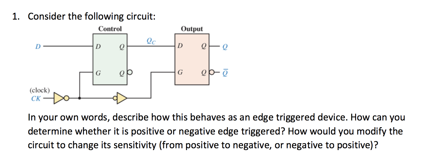 Solved 1. Consider the following circuit: Control Output lc | Chegg.com
