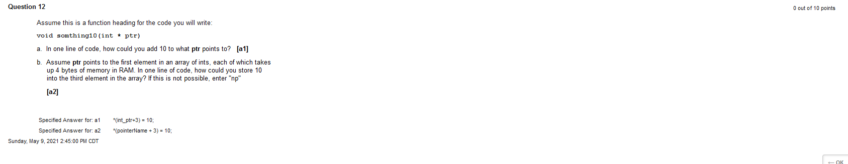 Solved Question 9 0 out of 10 points 12 30 100 19 -3 120 20 | Chegg.com