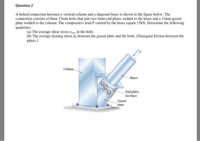 Solved Question 2 A bolted connection between a vertical | Chegg.com