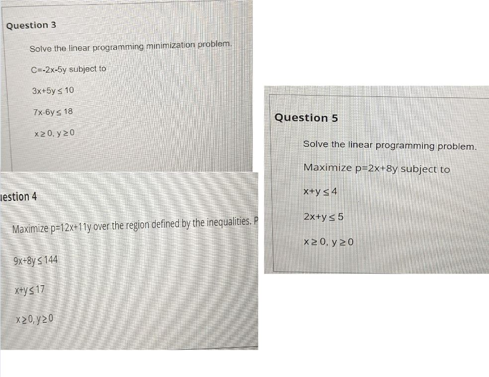 Solved Question 3 Solve the linear programming minimization | Chegg.com