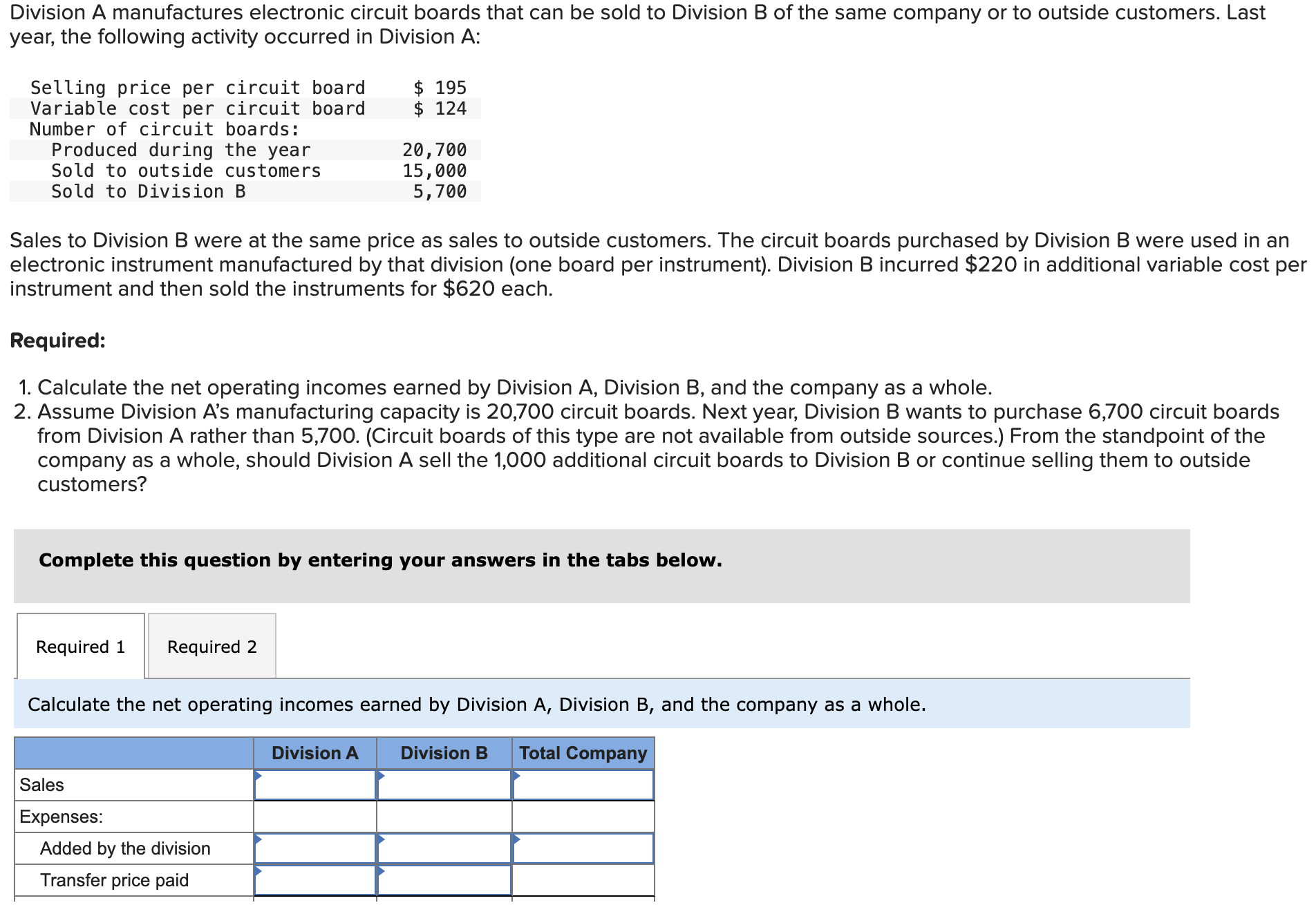 Division A manufactures electronic circuit boards | Chegg.com