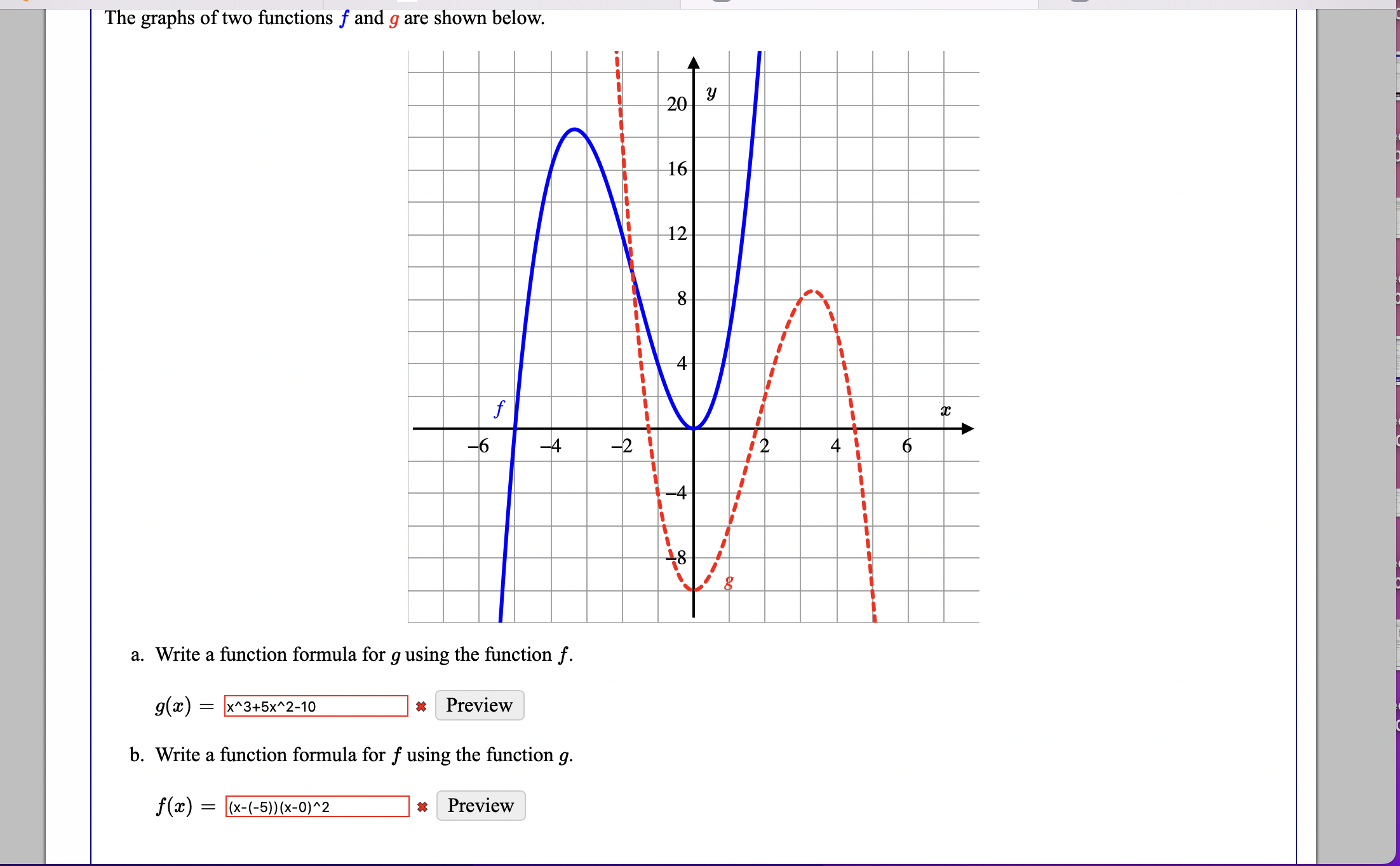 Solved The graphs of two functions f and g are shown below. | Chegg.com