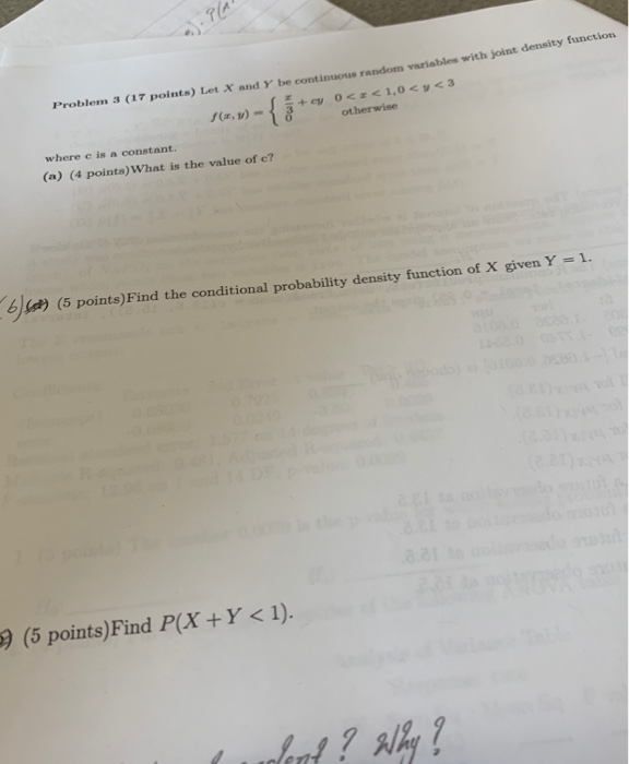 Solved Problem 3 (17 points) Let X and Y be continuous | Chegg.com