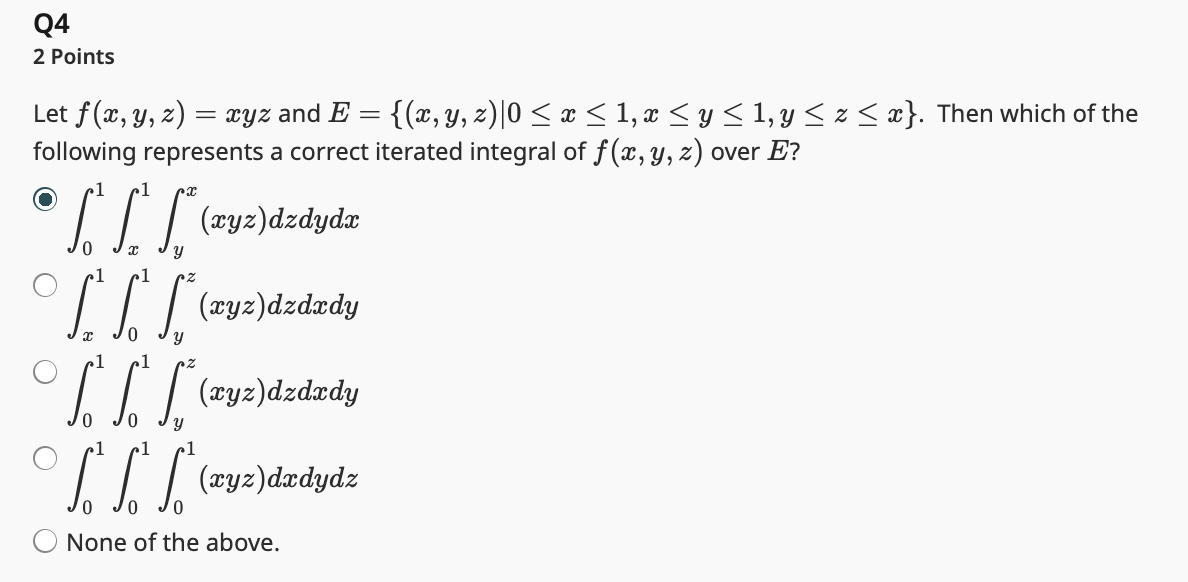 Solved Q42 ﻿PointsLet f(x,y,z)=xyz ﻿and | Chegg.com