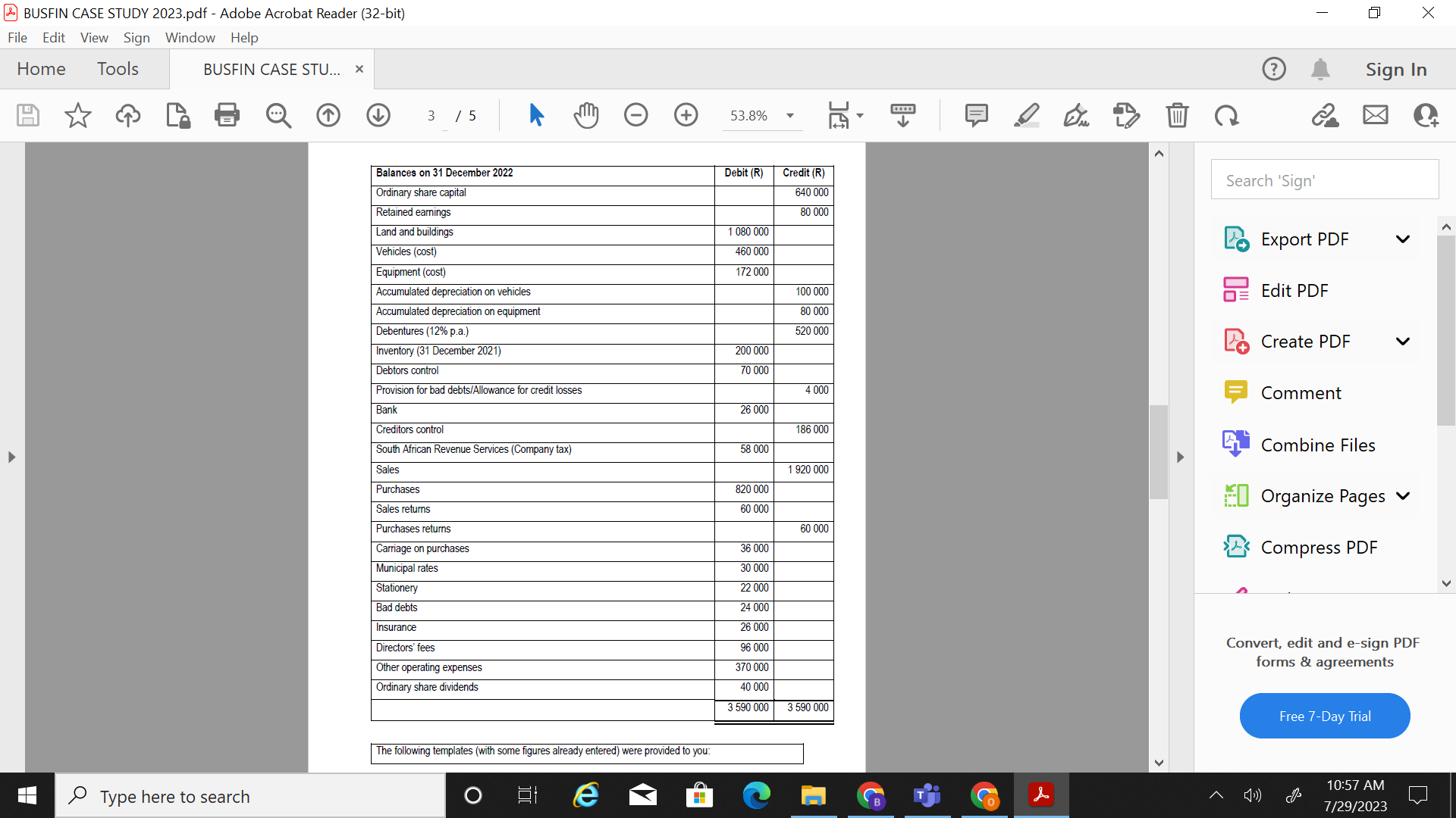 Solved D BUSFIN CASE STUDY 2023.pdf - Adobe Acrobat Reader | Chegg.com