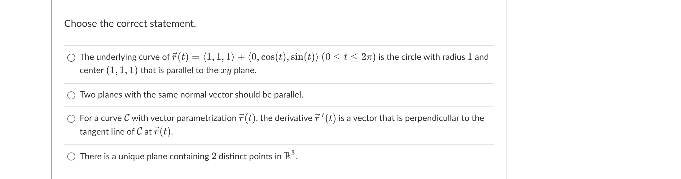 Solved Choose the correct statement. The underlying curve of | Chegg.com