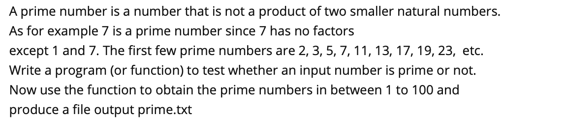 Solved A prime number is a number that is not a product of | Chegg.com