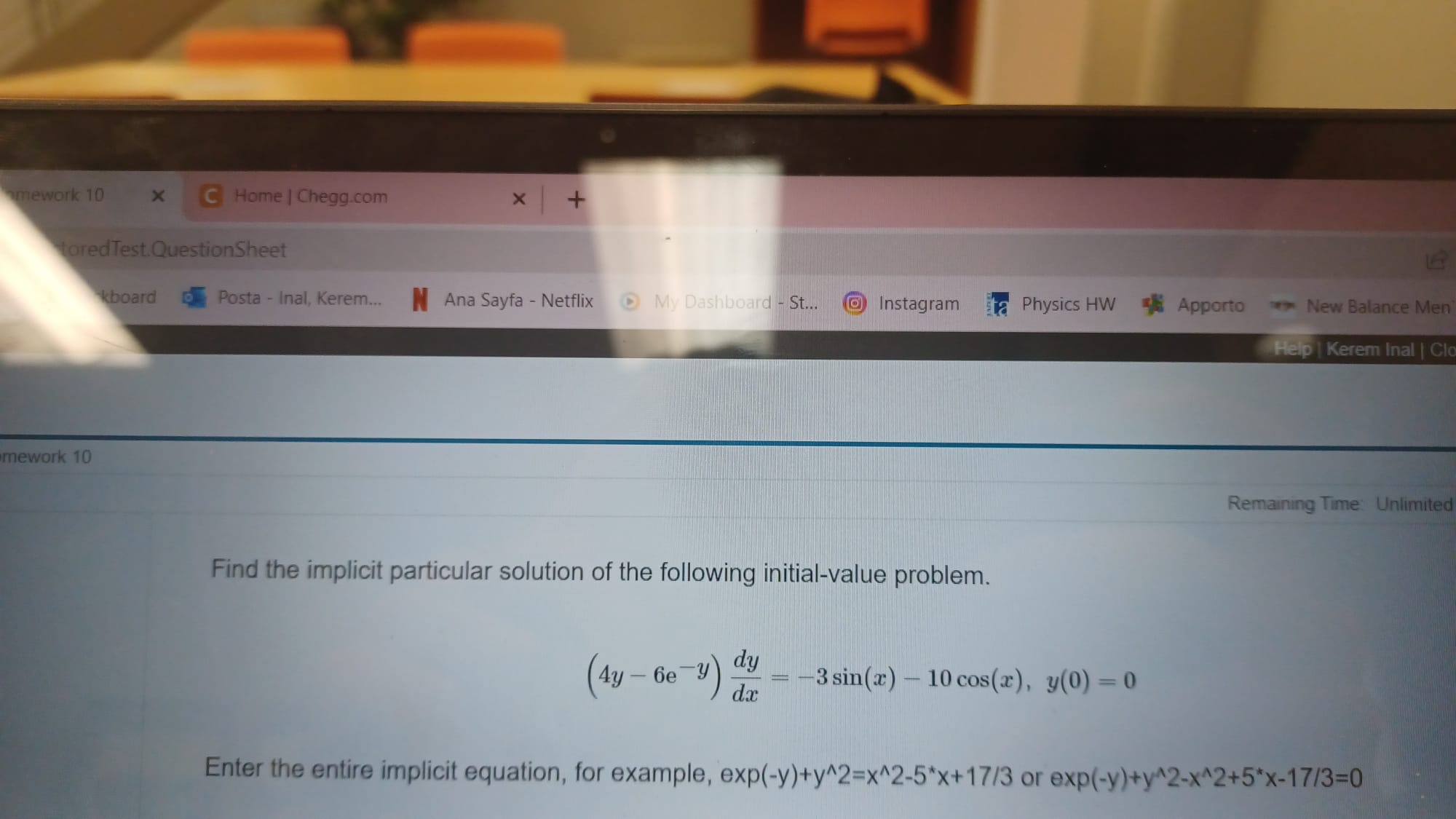 Solved Find the implicit particular solution of the | Chegg.com