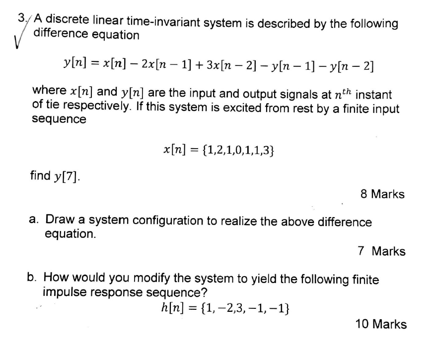 Solved 3. A discrete linear time-invariant system is | Chegg.com
