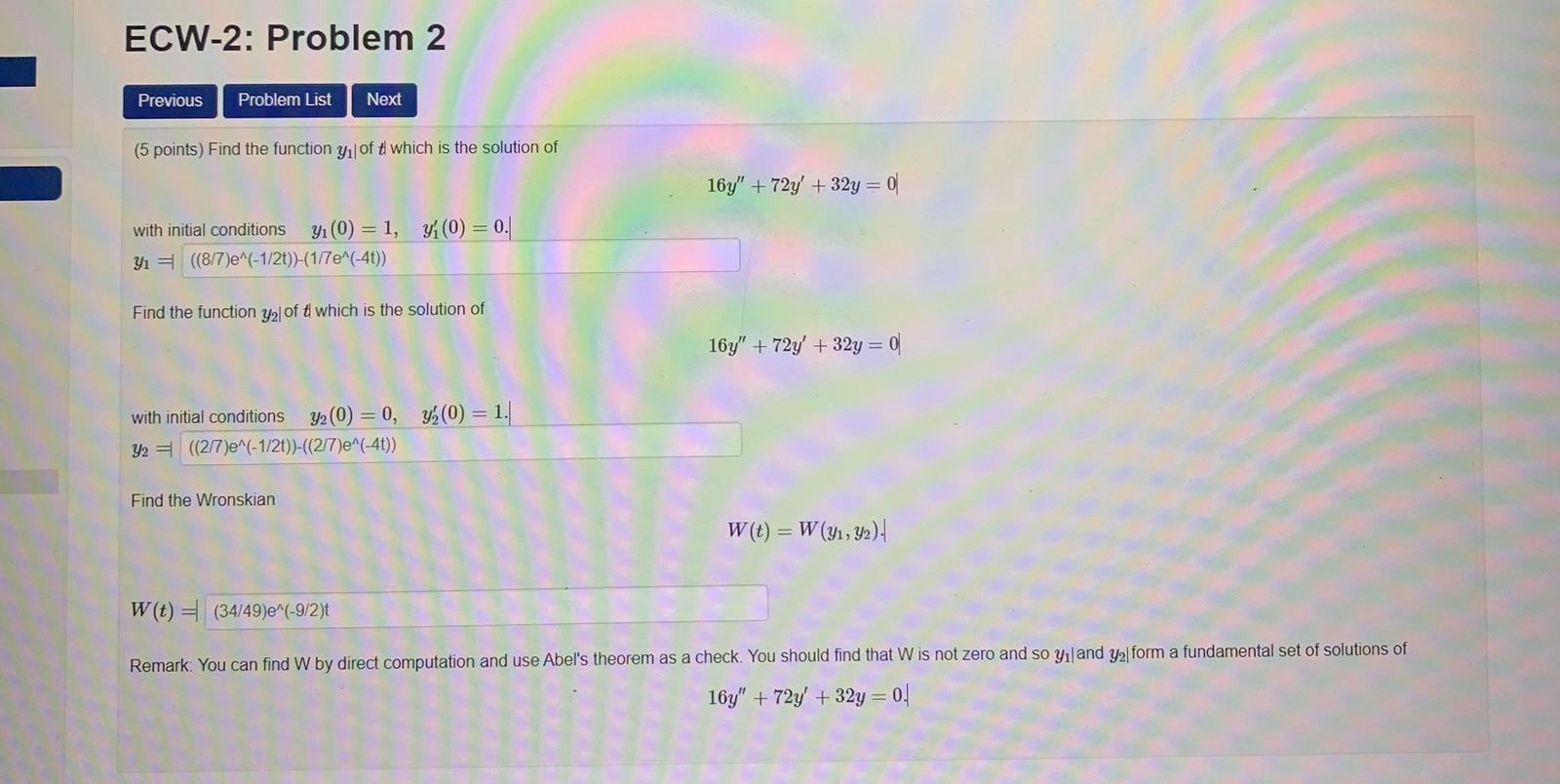 Solved ECW-2: Problem 2 Previous Problem List Next (5 | Chegg.com