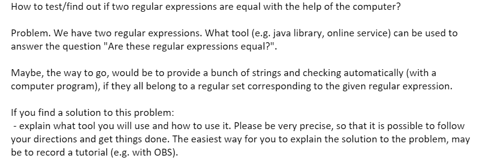 How to test/find out if two regular expressions are | Chegg.com