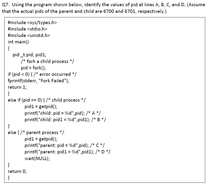 Solved Q7. Using the program shown below, identify the | Chegg.com