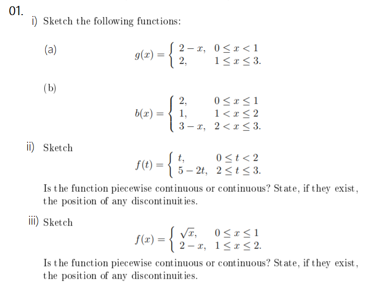 Solved 01. i) Sketch the following functions: (a) g(x) = 2 - | Chegg.com