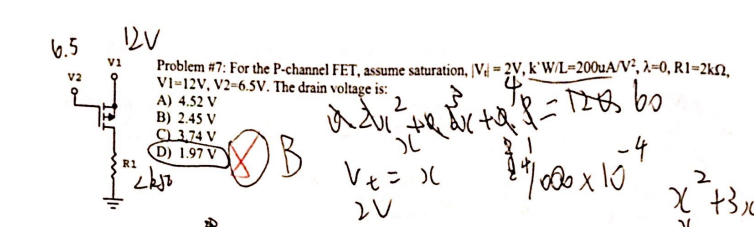 Solved Problem n7: For the P-channel FET, assume saturation, | Chegg.com