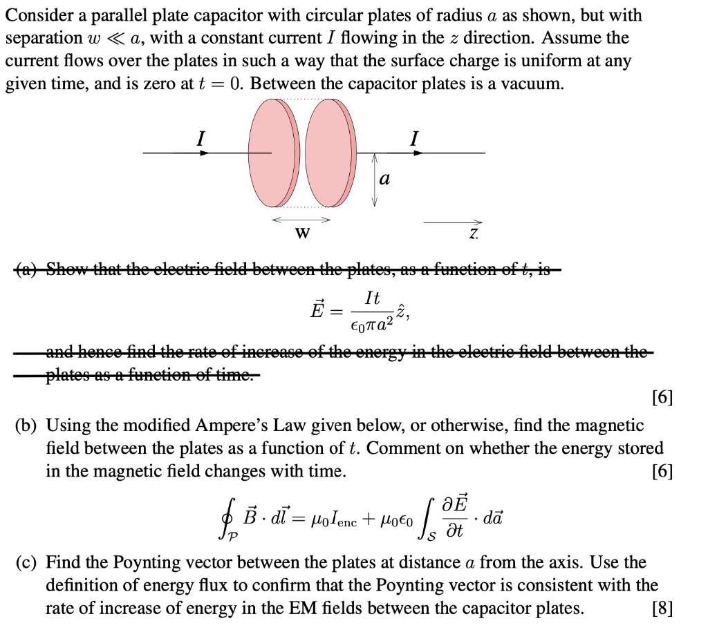 Solved Consider a parallel plate capacitor with circular | Chegg.com